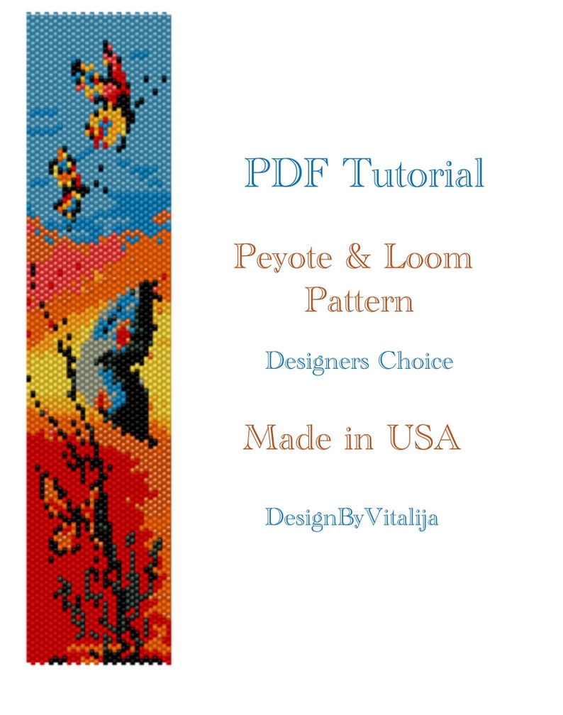 Beading Pattern Peyote Stitch Loom Work Pattern Tropical Butterfly ...