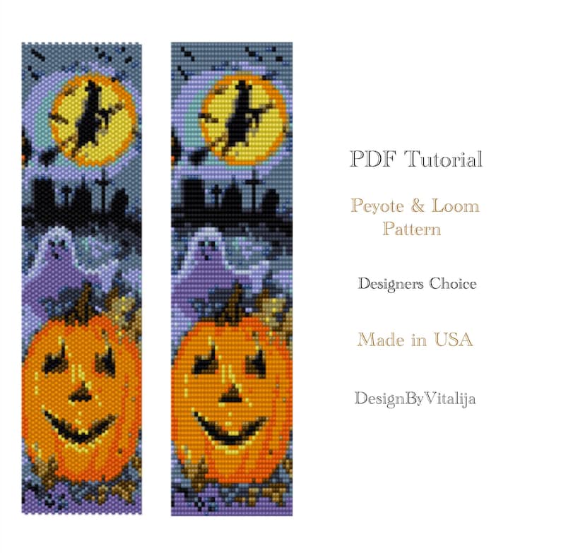 Halloween Pattern Bracelet Peyote Halloween Pattern Loom Halloween ...