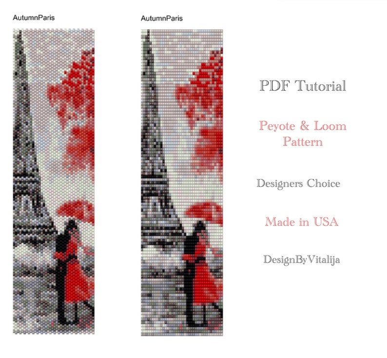 Peyote Bracelet Paris Pattern Loom Pattern Beaded Bracelet Pattern Cuff ...