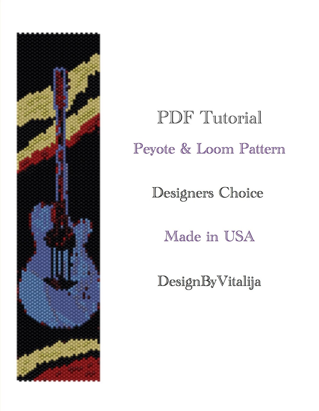 Blue Guitar Beading Pattern: Seed Bead Loom Cuff (PDF Pattern) - Etsy
