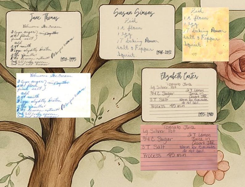 Custom Family Recipe Tree Poster – Heirloom Kitchen Art (digital ...