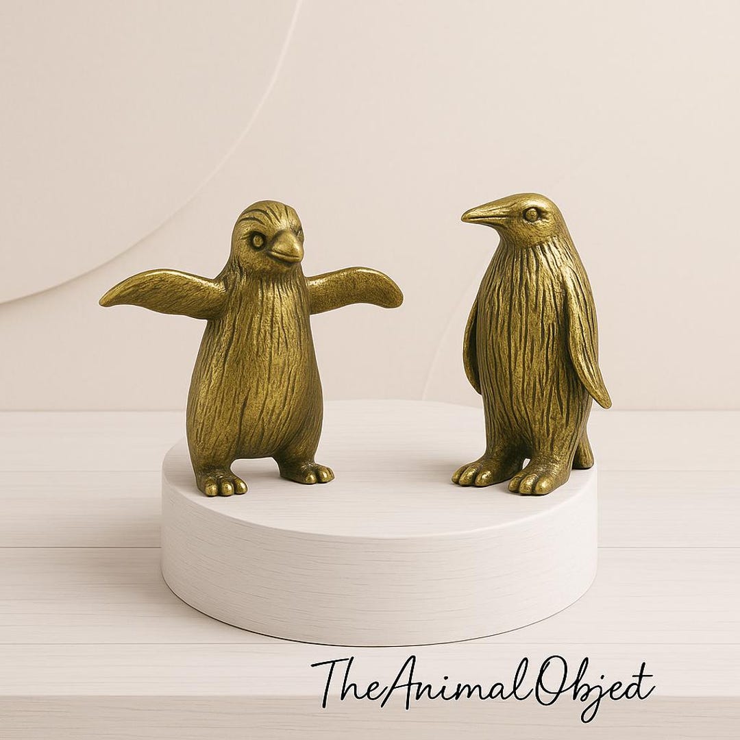 Vintage Brass Penguin Figurine: Miniature Metal Bird Sculpture - Etsy