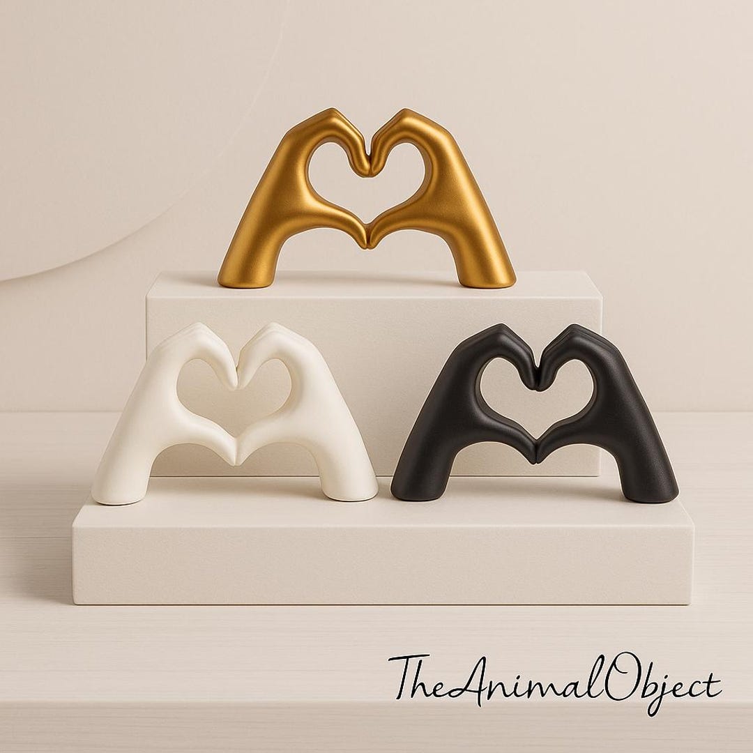 Mini Gold Heart Hand Figurine: Miniature Modern Resin Sculpture for ...
