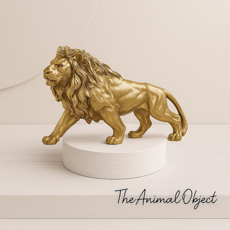 Handmade Resin Lion Statue: Gold Home Decor Figurine - Etsy