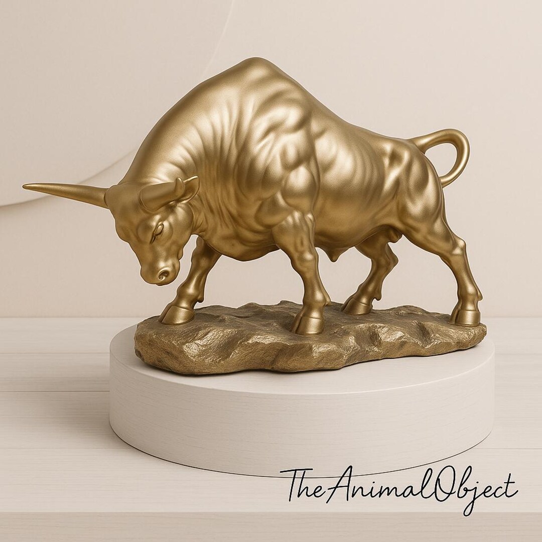 Metal Bull Statue – Metallic Figurine for Office Decor, Wealth Symbol ...
