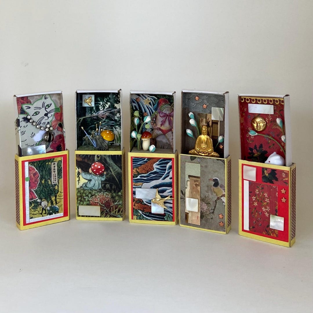 Miniature Matchbox Art Diorama, Found Object Assemblage Folk Art ...