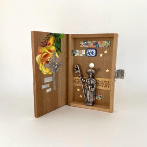 Travel Altar, Religious Art With Saint in a Vintage Oil Pastel Box, One ...