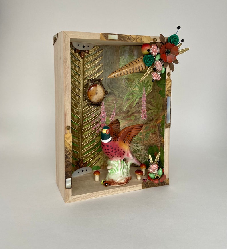 Pheasant Assemblage Art, Found Object Shadowbox, Woodland Diorama, One ...