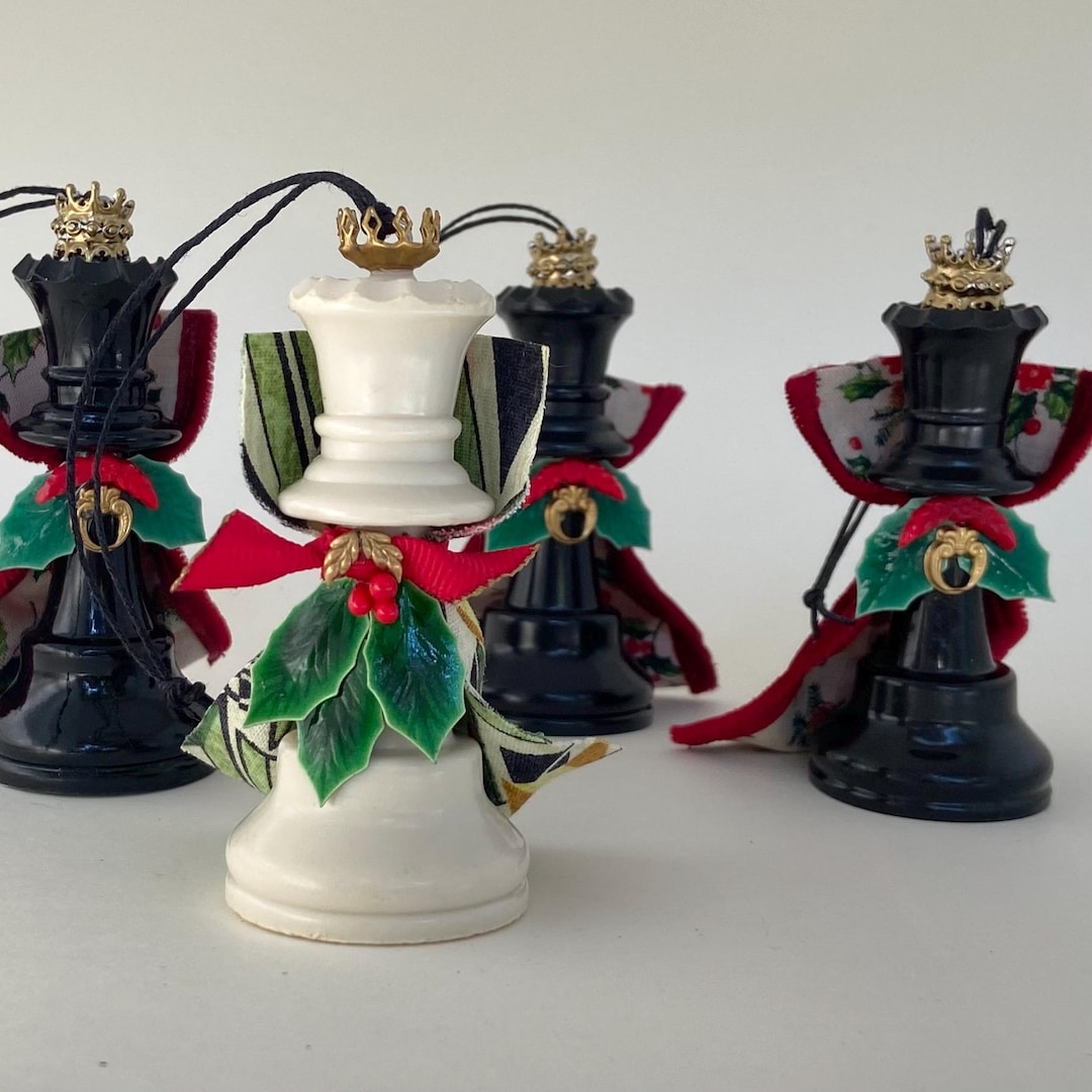 Chess Queen Ornament, Staunton Style Chess Set, Found Object Assemblage ...