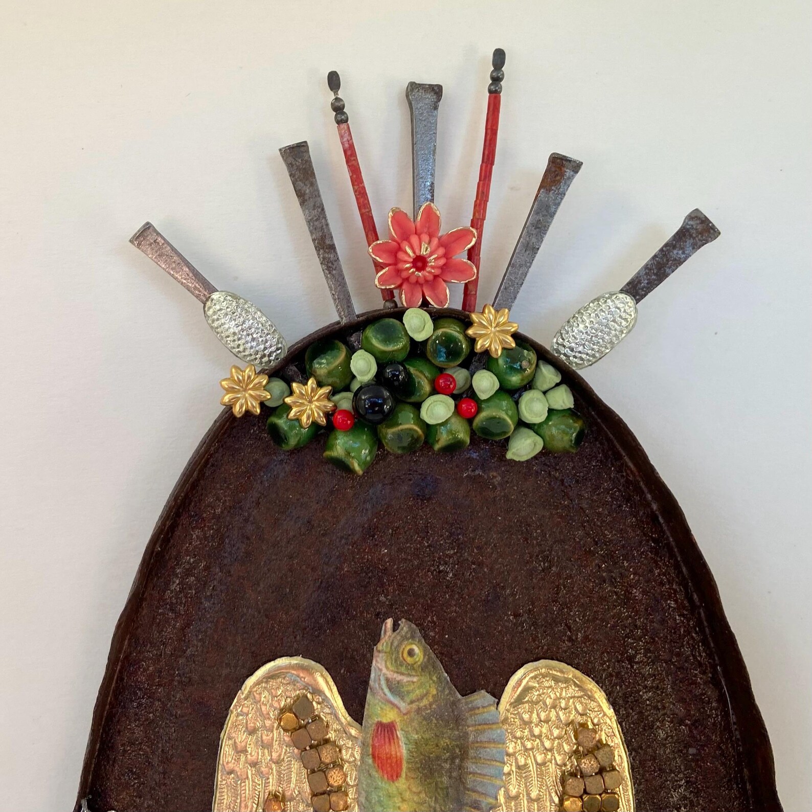 Fish Angel Nicho Wall Art, Religious Shrine Folk Art, One of a Kind and ...