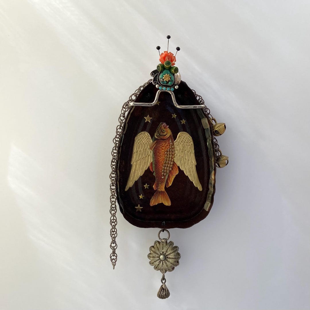 Fish Angel Shrine Art, Folk Nicho Altar Art, One of a Kind and Original ...