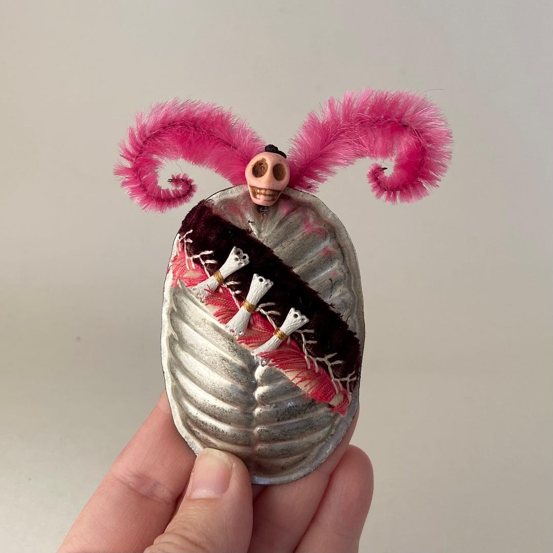 Creepy Kooky and Sweet Skeleton Art. Found Object Assemblage Folk Art ...