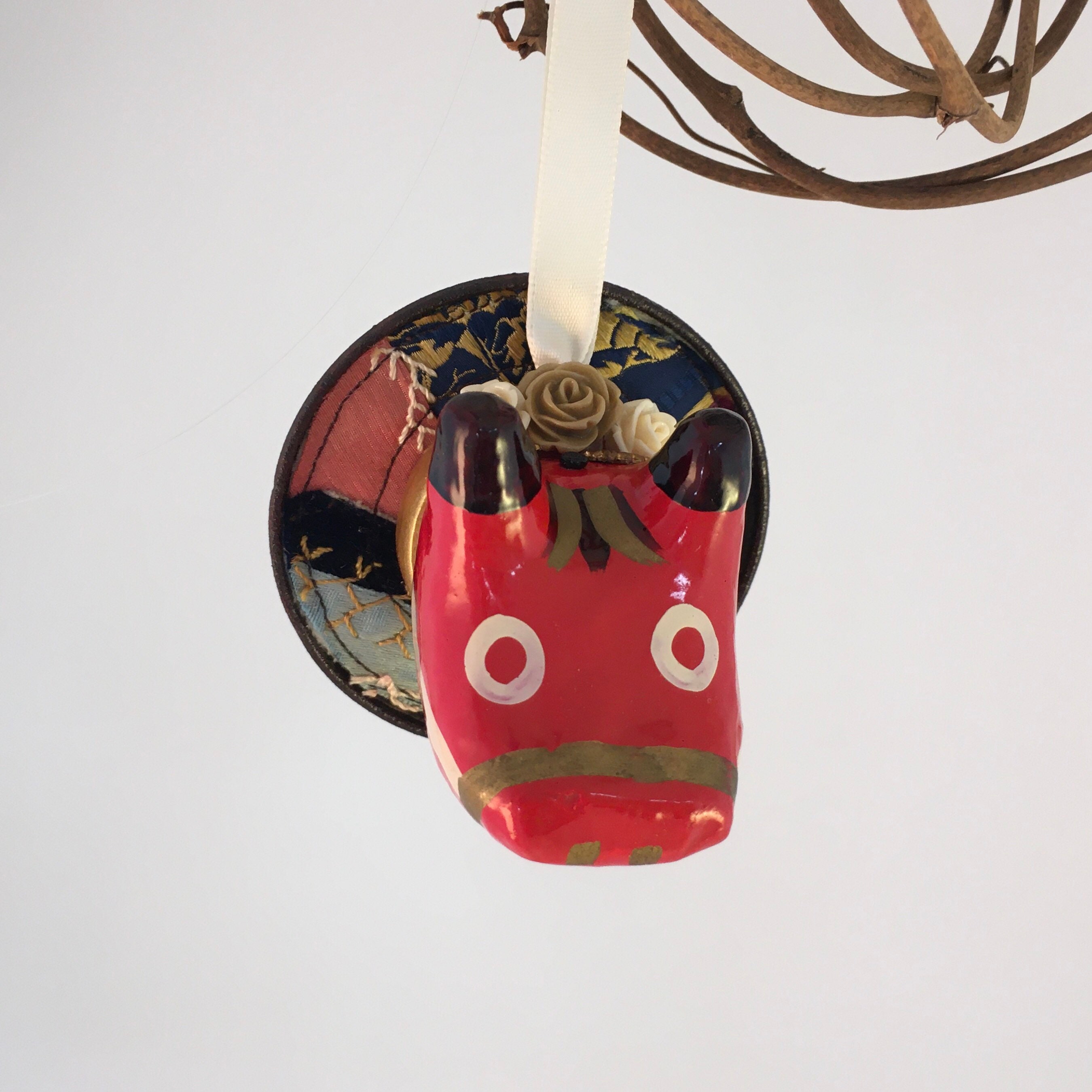 Akabeko Cow. Faux Taxidermy Ornament. Japanese Folk Art. | Etsy