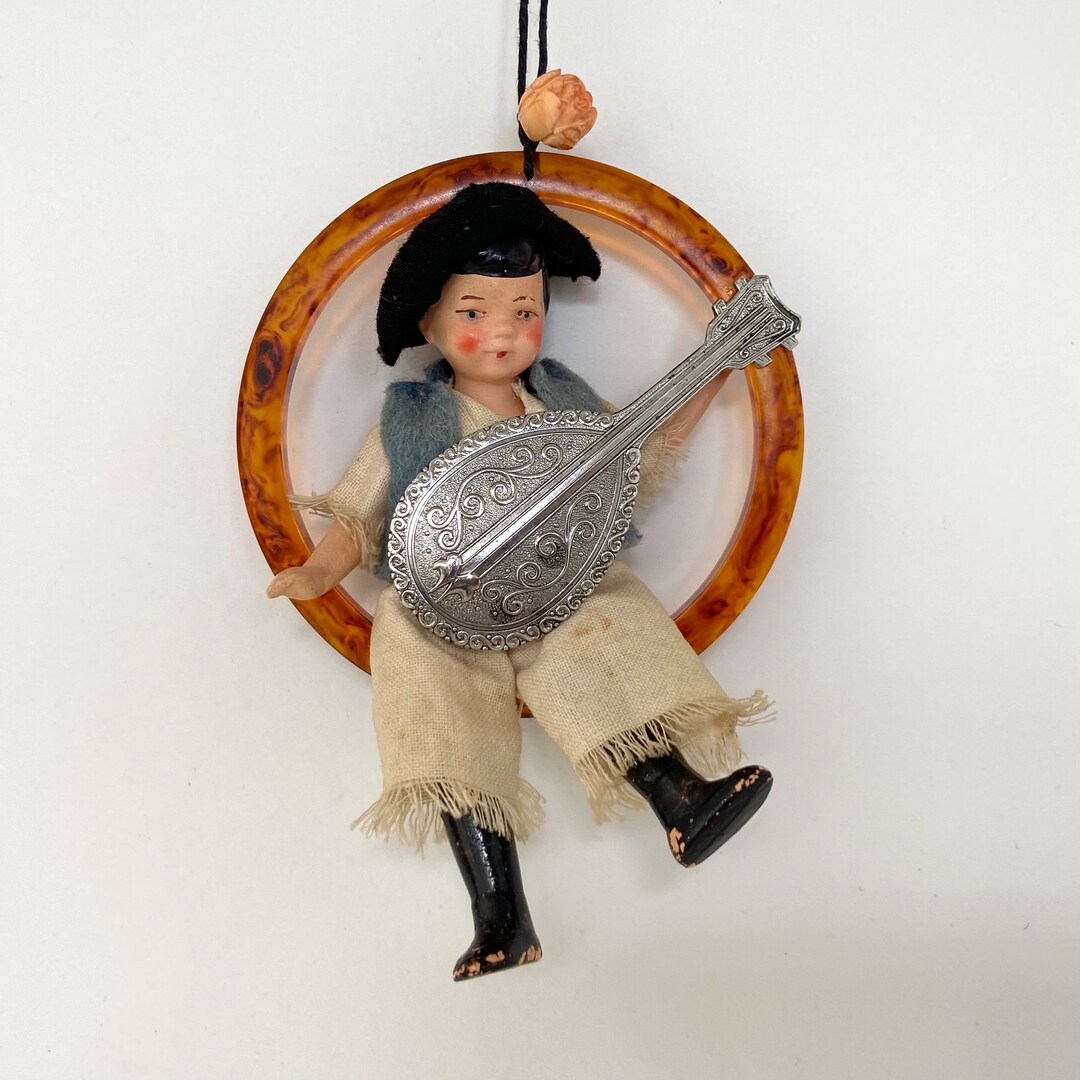 Pirate Boy With Mandolin Art Doll Ornament. Vintage German Doll ...