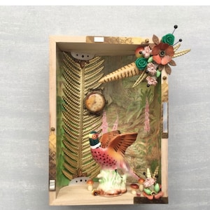 Pheasant Assemblage Art, Found Object Shadowbox, Woodland Diorama, One ...