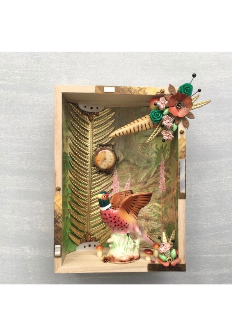 Pheasant Assemblage Art, Found Object Shadowbox, Woodland Diorama, One ...
