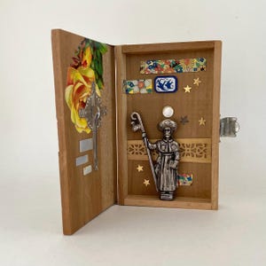 Travel Altar, Religious Art With Saint in a Vintage Oil Pastel Box, One ...