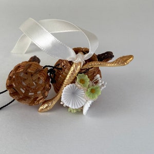 Golden Snake Assemblage Art Ornament. Snake Charmer. Snake Basket Folk ...