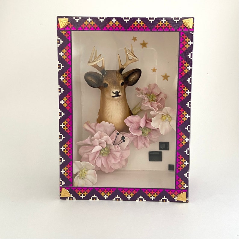 Buck Deer Assemblage Shadow Box, Woodland Flora and Fauna Diorama, One ...