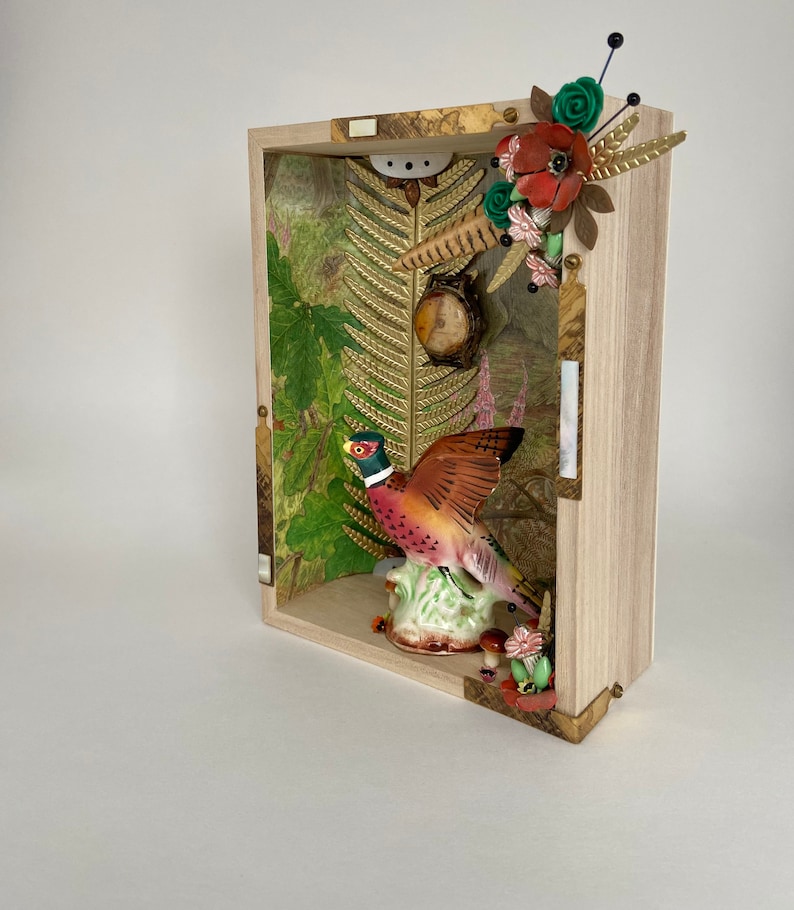 Pheasant Assemblage Art, Found Object Shadowbox, Woodland Diorama, One ...