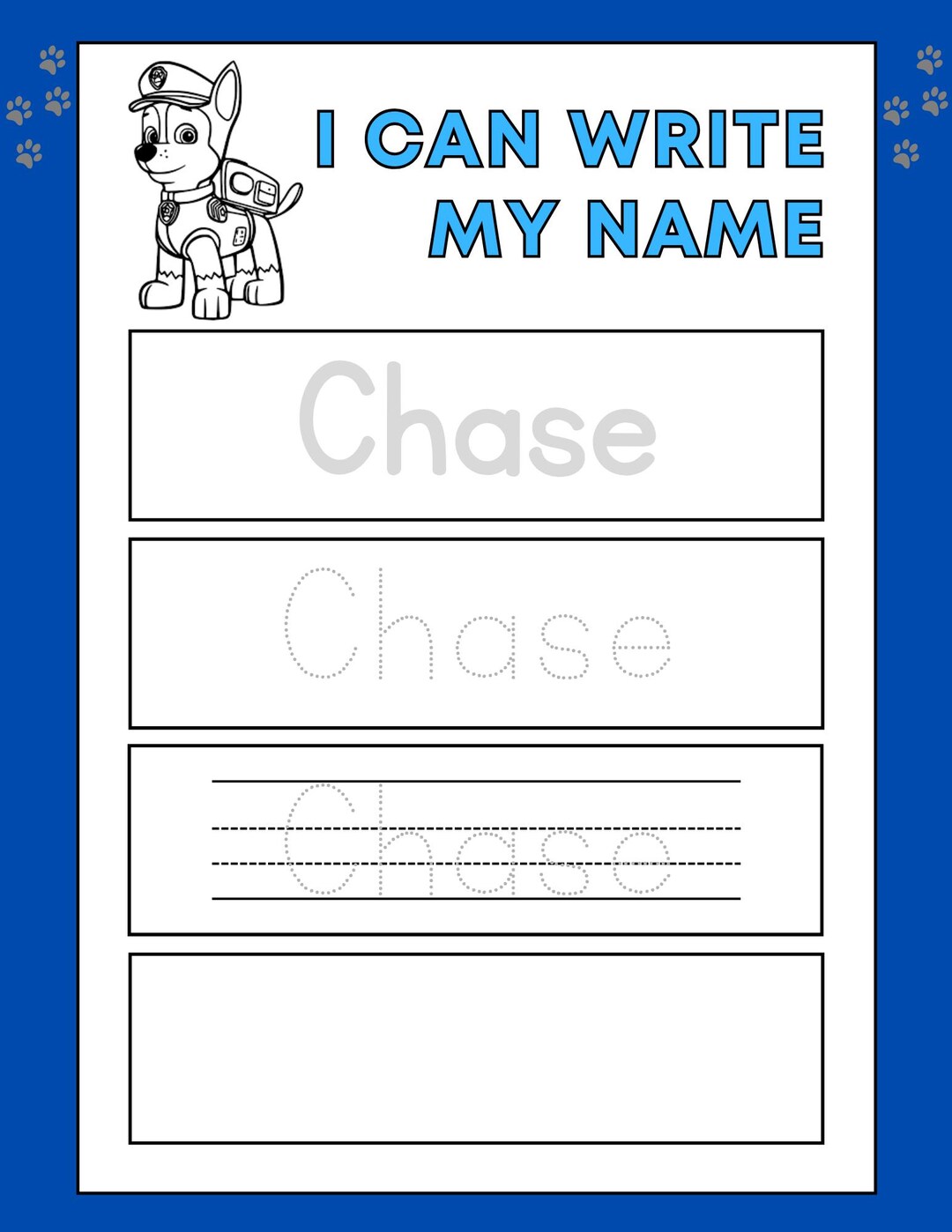 Paw Patrol Inspired Name Tracing, Paw Patrol Printable, Paw Patrol ...
