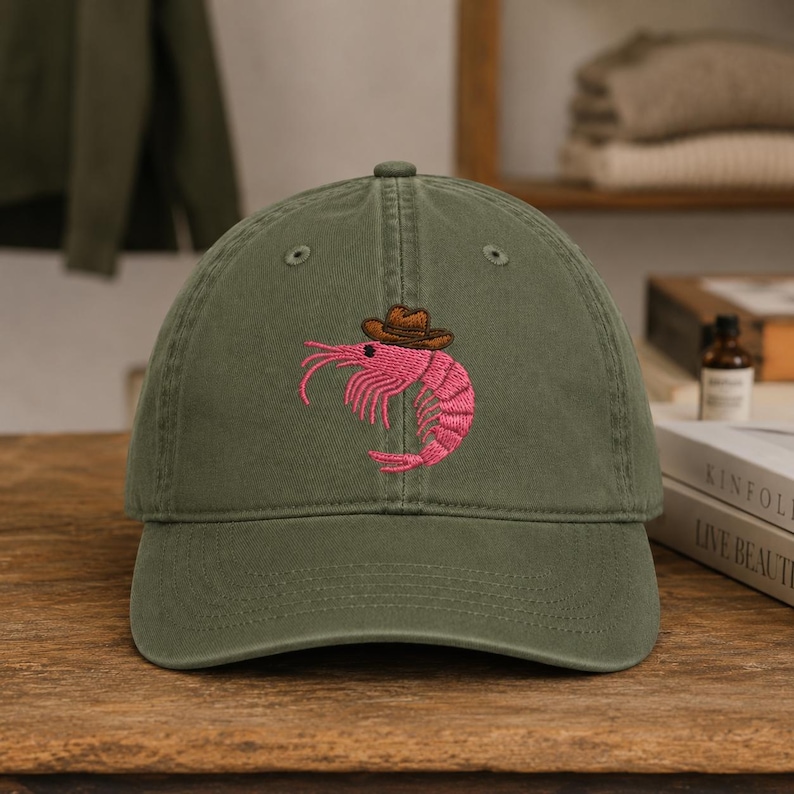 Cowboy Shrimp Embroidered Baseball Cap, Funny Seafood Western Hat - Etsy