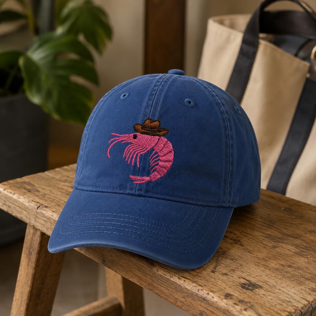 Cowboy Shrimp Embroidered Baseball Cap, Funny Seafood Western Hat - Etsy
