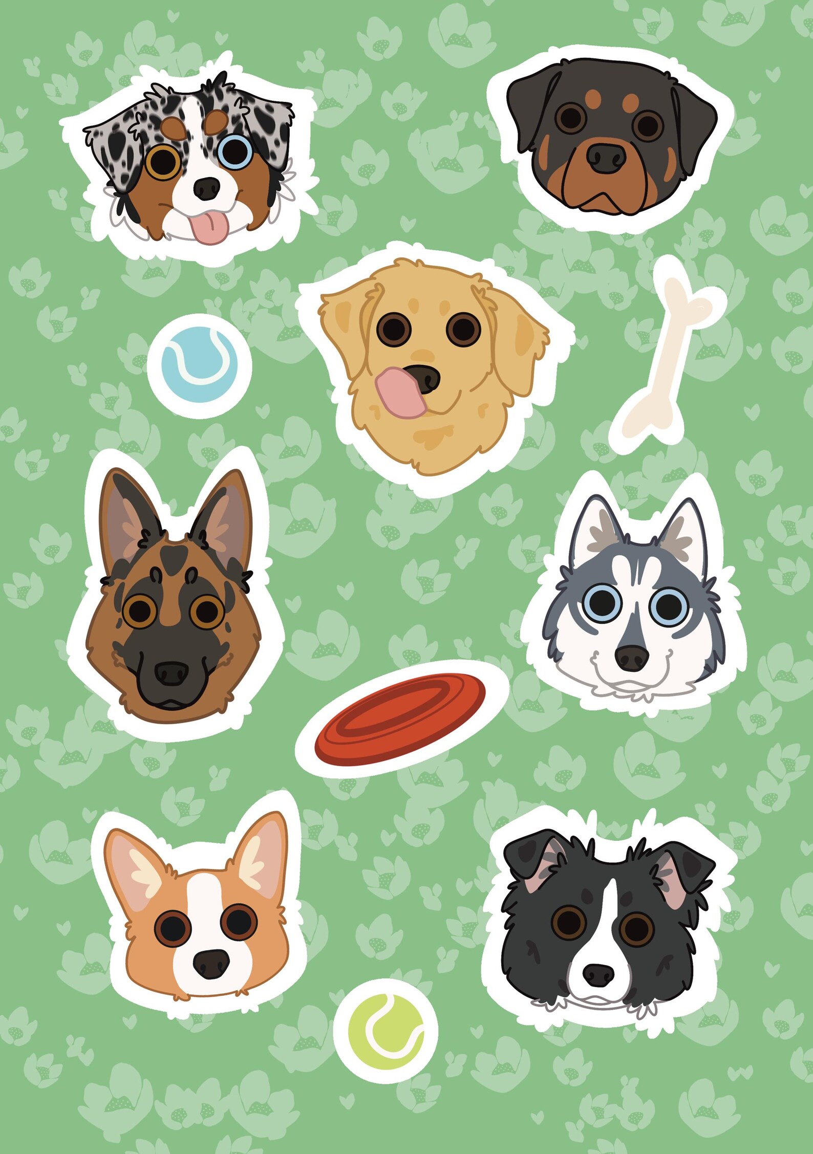 Cute Dog Breeds Sticker Sheets - Etsy