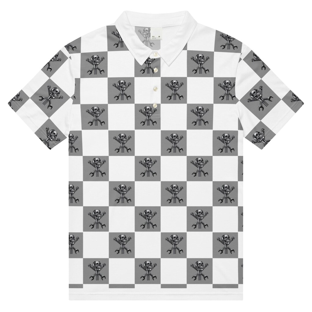 Men's Checkerboard Polo, Mechanic Skull, Gearhead Gift - Etsy
