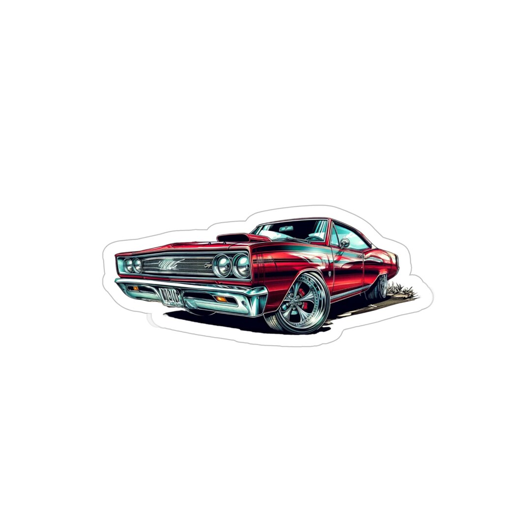 Red Classic Muscle Car Sticker | Transparent Die-cut Outdoor - Etsy
