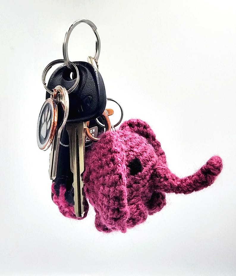 Crochet Elephant Keychain: Handmade Amigurumi Animal Charm - Etsy