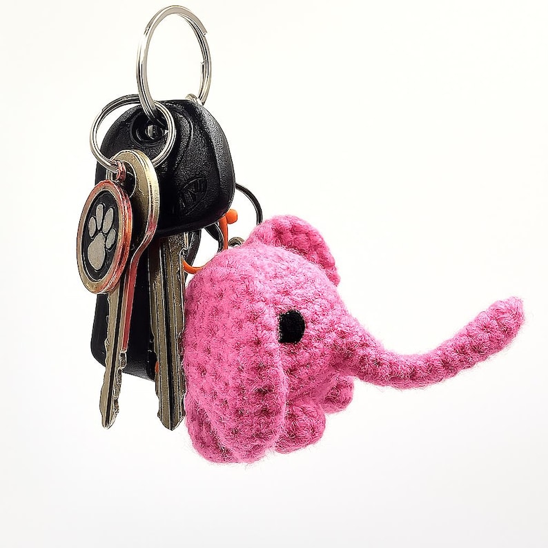 Crochet Elephant Keychain: Handmade Amigurumi Animal Charm - Etsy
