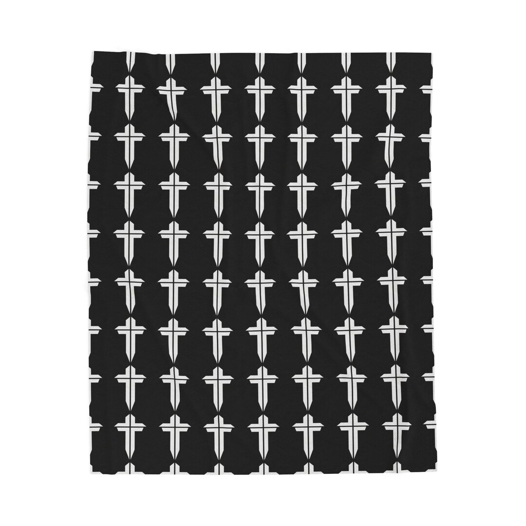 Black and White Cross Pattern Plush Velveteen Throw Blanket - Etsy