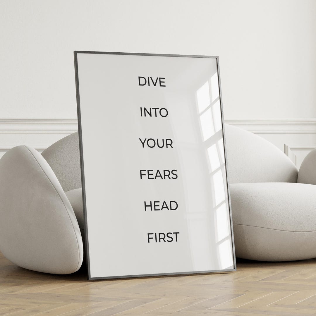 Dive Into Your Fears Quote Poster Motivational Mindset Poster Workspace ...