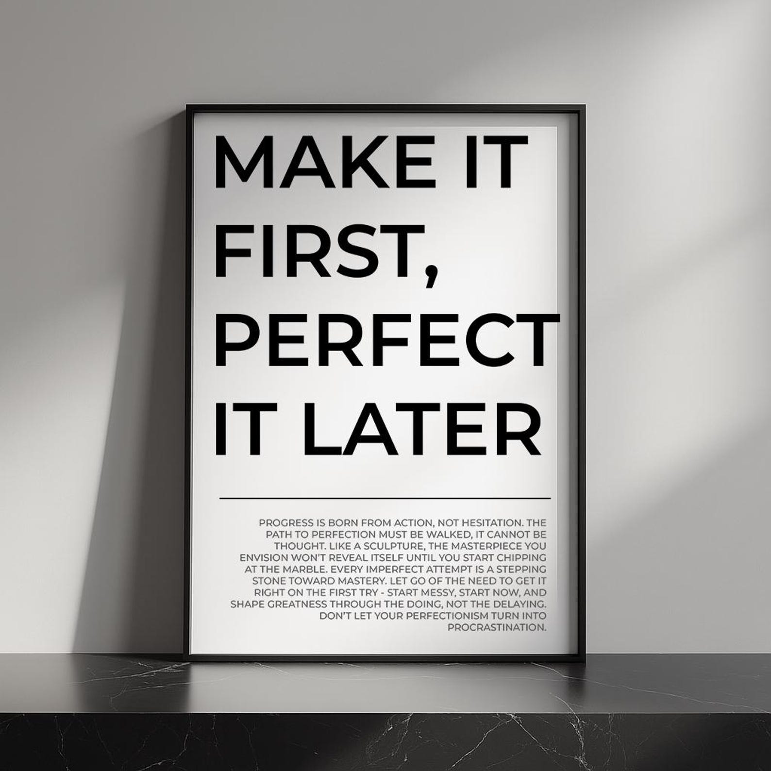 Motivational Poster Inspirational Print "make It First, Perfect It ...