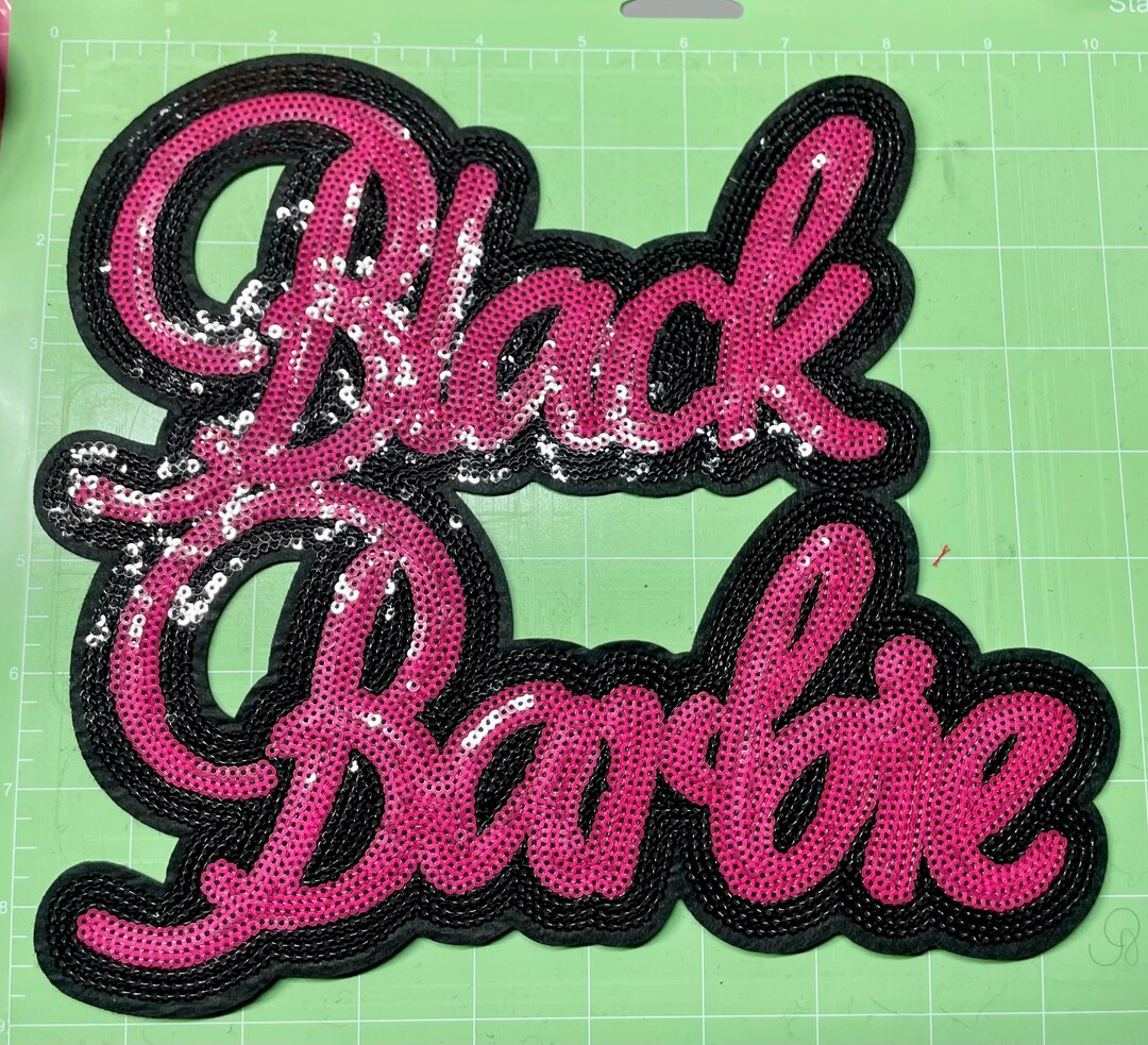 Black Barbie LARGE Sequined Iron on Patch - Etsy