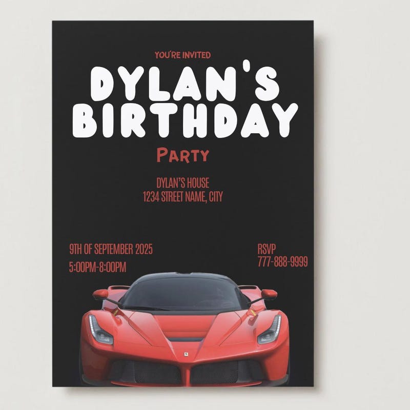 Ferrari Invitation - Etsy