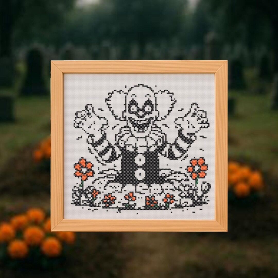 Clown Rising From Grave Cross Stitch Pattern – Digital PDF, Counted ...