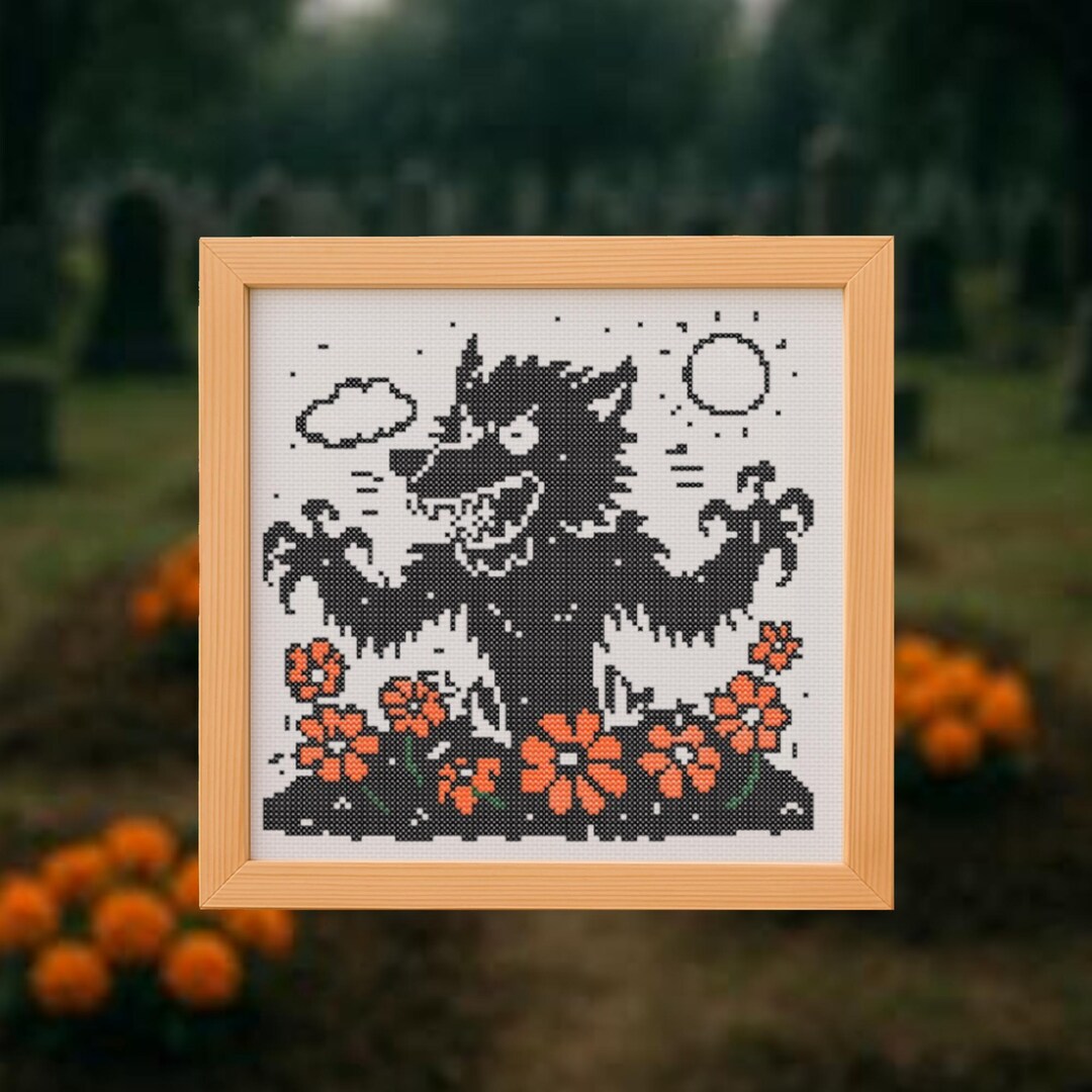 Werewolf Rising From Grave Cross Stitch Pattern – Digital PDF, Counted ...