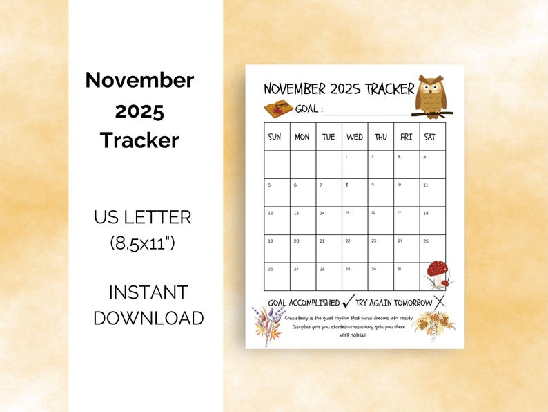 November 2025 Habit Tracker, Printable Monthly Planner (PDF) - Etsy