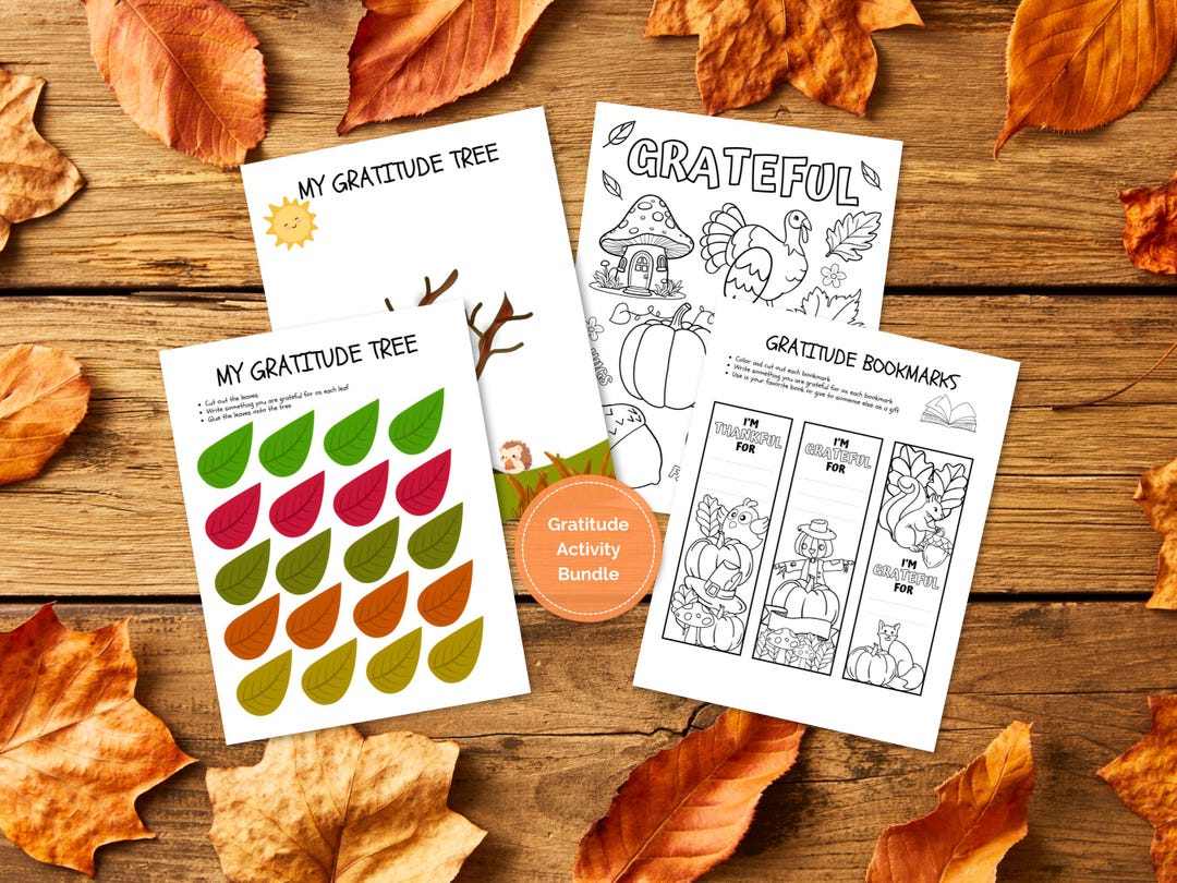 Gratitude Tree Printable Activity, Thanksgiving Coloring Pages (digital ...