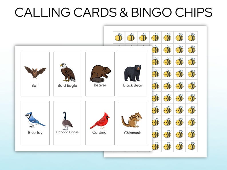 Animal Bingo Game, 100 Printable Bingo Cards, Nature Study Game for ...