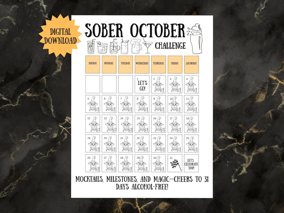 Sobriety Tracker, Sober October, Alcohol Free Habit Tracker, Sober ...