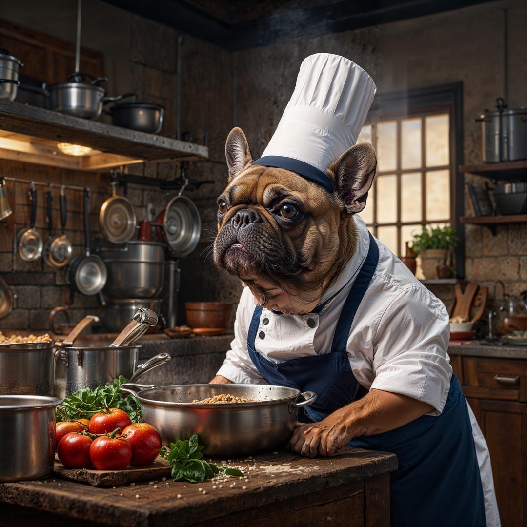 French Bulldog Master Chef AI Art Portrait | Hyperrealistic Dog in Chef ...