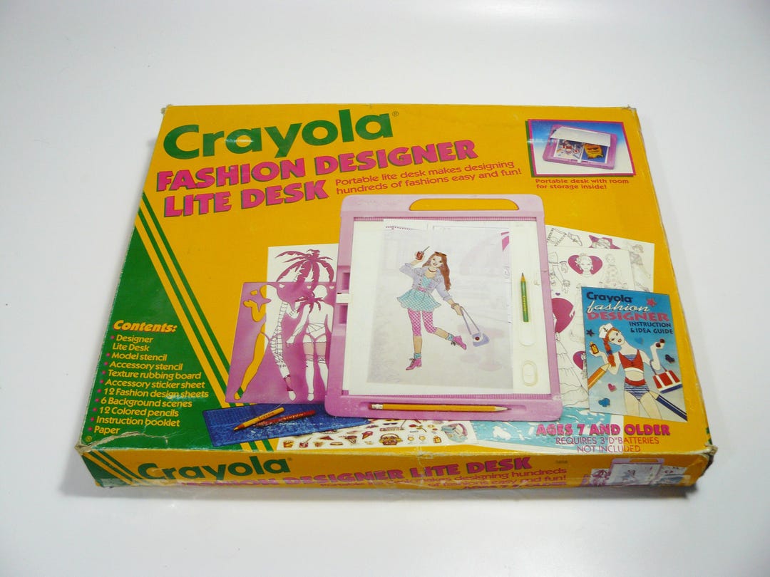 Vintage Crayola Fashion Designer Lite Desk Portable Design Set for Kids ...