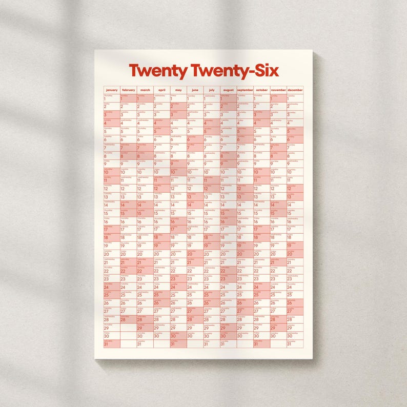 2026 A1 Wall Calendar Printable | Yearly Wall Planner | Large Minimal ...