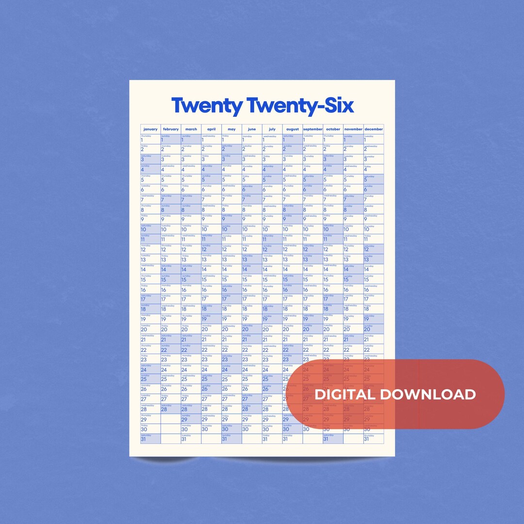 2026 A1 Wall Calendar Printable | Yearly Wall Planner | Large Minimal ...