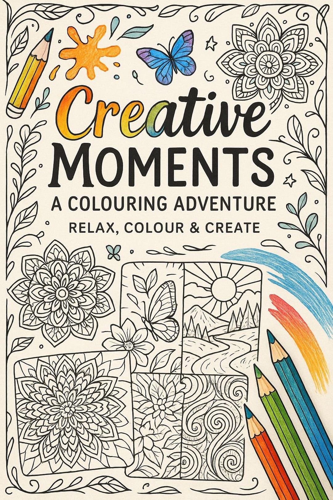 1 Page Colouring Page but Has 4 Different Parts to Colour In, - Etsy