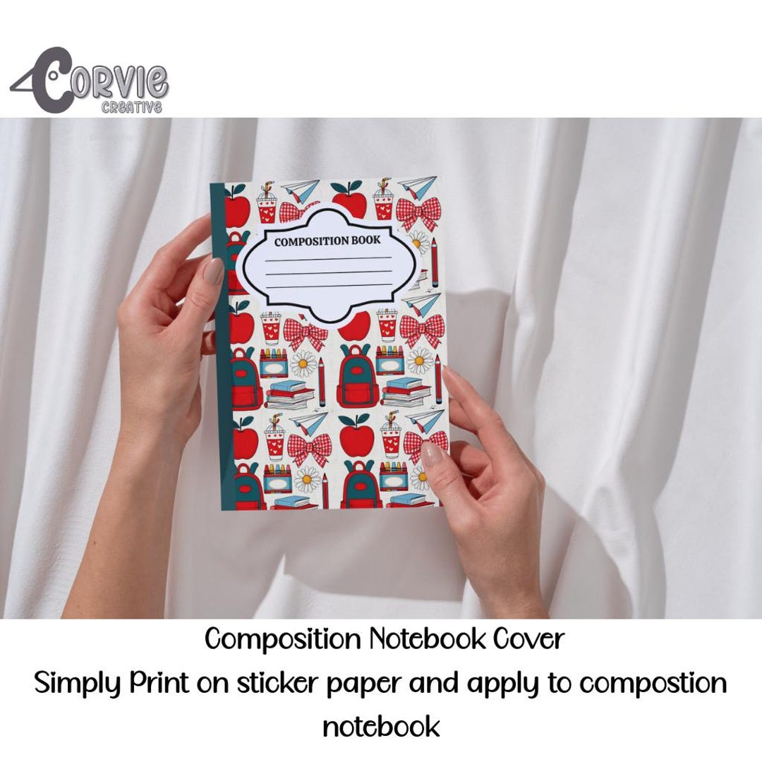 Printable Composition Notebook Covers | DIY Sticker Paper School Supply ...
