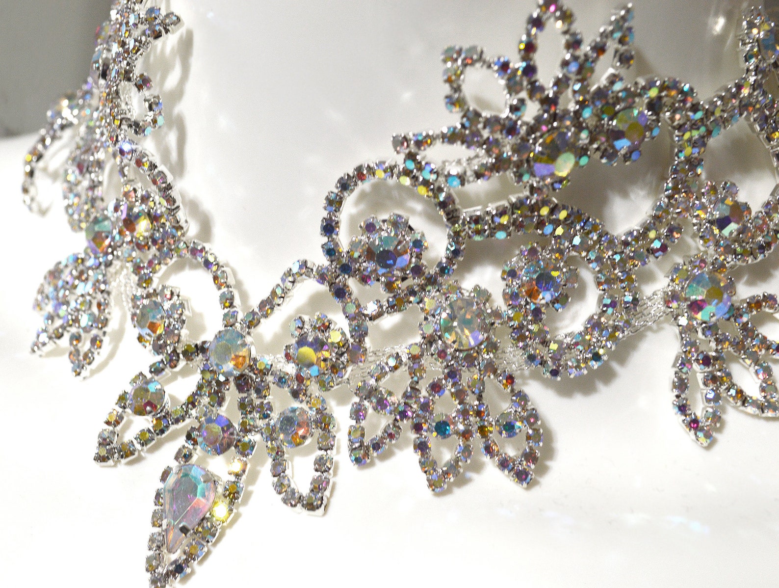 Womens Rhinestone Choker Formal Necklace for Bride Wedding Collar 1920s ...